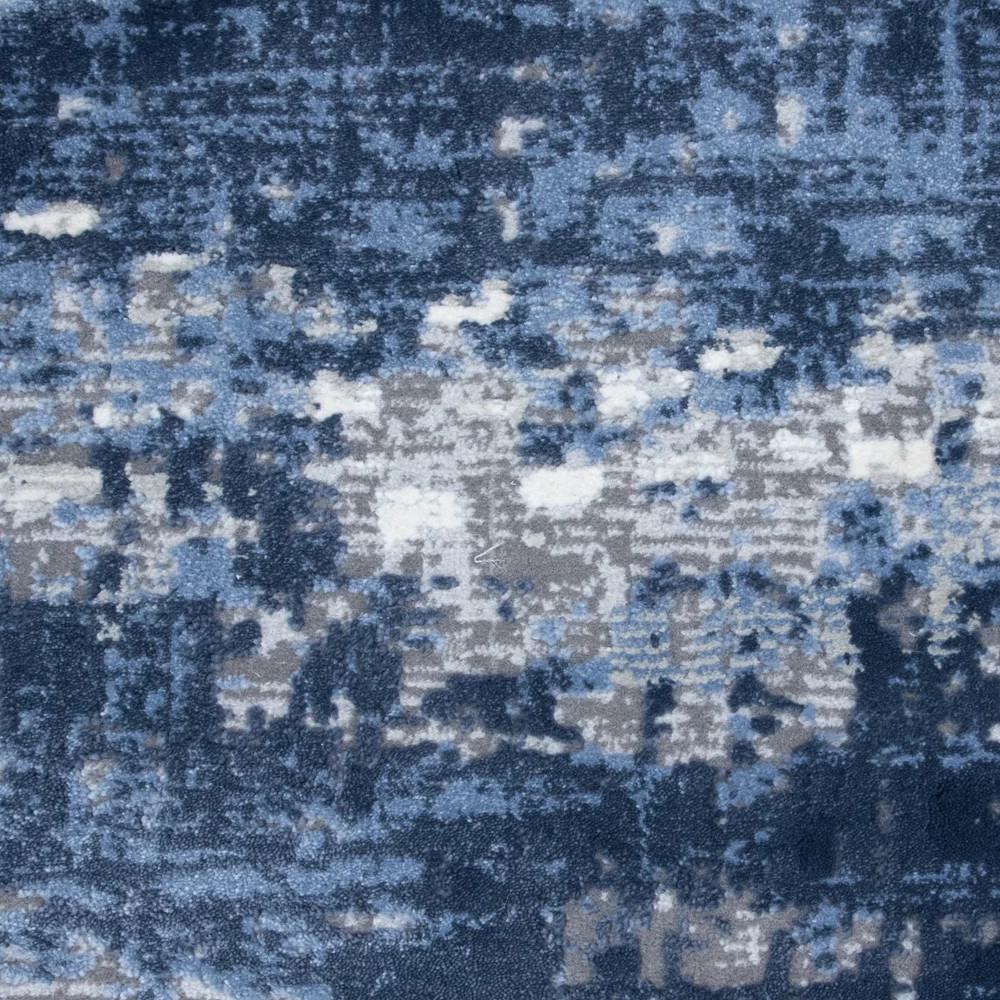 Custom Pixel Steel Blue Synthetic Area Rug